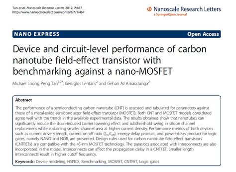 Device And Circuit Level Performance Of Carbon Nanotube Field Effect Transistor With