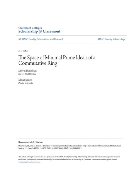 The Space Of Minimal Prime Ideals Of A Commutative Ring Pdf Ring