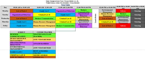 Class Timetable Mg School Of Indian Legal Thought Mg School Of