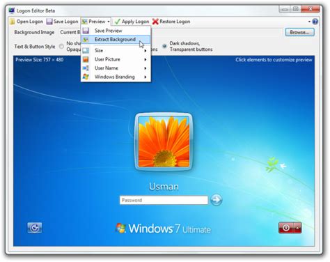 Advanced Customizable Windows 7 Logon Editor