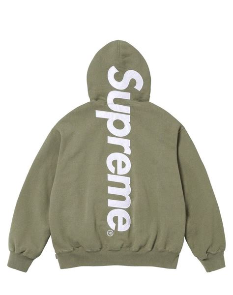 Size X Large Supreme Satin Appliqué Hooded Sweatshirt ‘light Olive