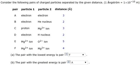 [get Answer] Consider The Following Pairs Of Charged Particles