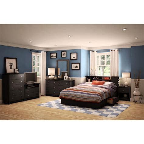 South Shore Vito Fullqueen Size Bookcase Headboard In Pure Black