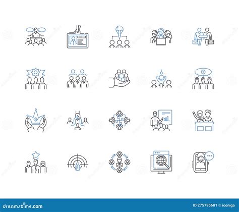 Business Structure Line Icons Collection Hierarchy Organization Management Efficiency