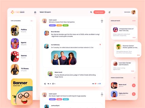 social network dashboard app design inspiration social network ui