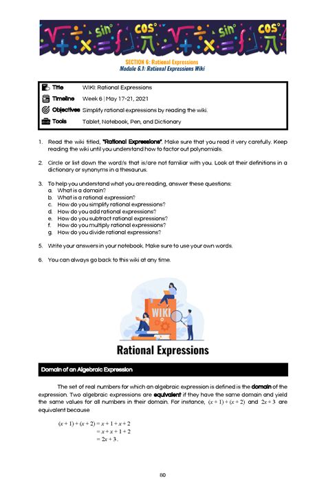 SOLUTION Section 6 Rational Expressions Studypool