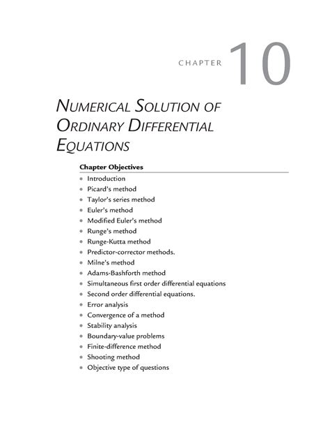 Naode Important C H A P T E R NUMERICAL SOLUTION OF ORDINARY DIFFERENTIAL EQUATIONS