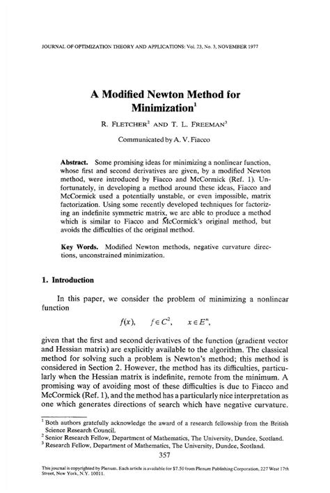 A Modified Newton Method For Minimization