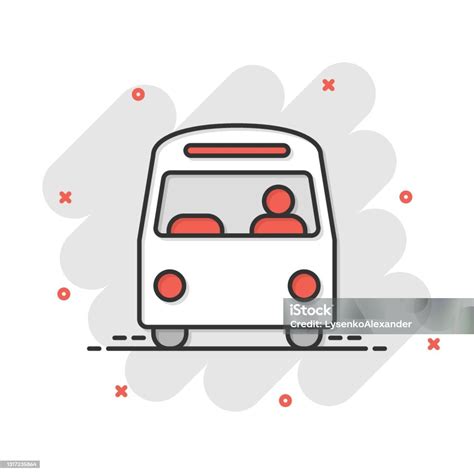만화 스타일의 버스 아이콘 흰색 고립 된 배경에 코치 만화 벡터 그림 오토버스 차량 스플래시 효과 비즈니스 컨셉 대형 버스에 대한 스톡 벡터 아트 및 기타 이미지 Istock