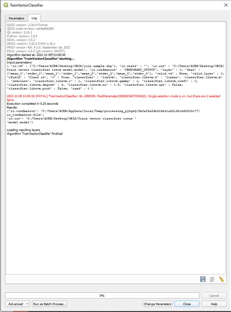 error in train vector classifier single selection mode is on but