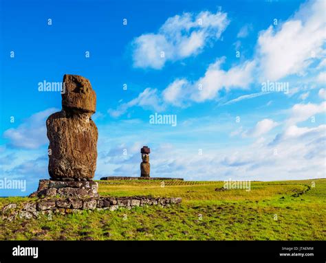 Moais In Tahai Archaeological Complex Rapa Nui National Park Unesco