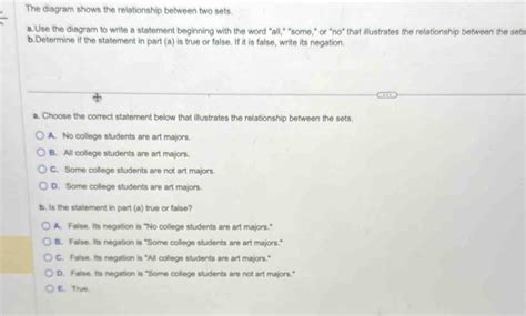 Solved The Diagram Shows The Relationship Between Two Sets Ause The