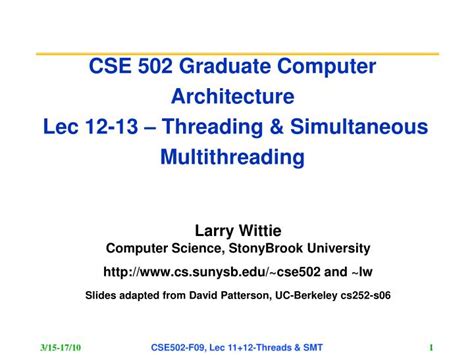 ppt cse 502 graduate computer architecture lec 12 13 threading