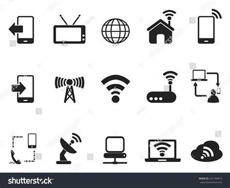 Black Telecom Icons Set Stock Vector 291784913 Shutterstock