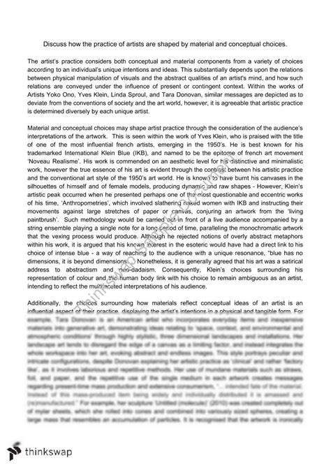 Visual Arts Essay Artists Practice Visual Arts Year 11 Hsc