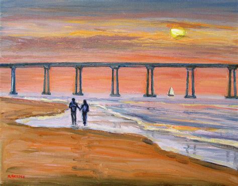 Coronado Bridge At Sunset Painting By Robert Gerdes Fine Art America