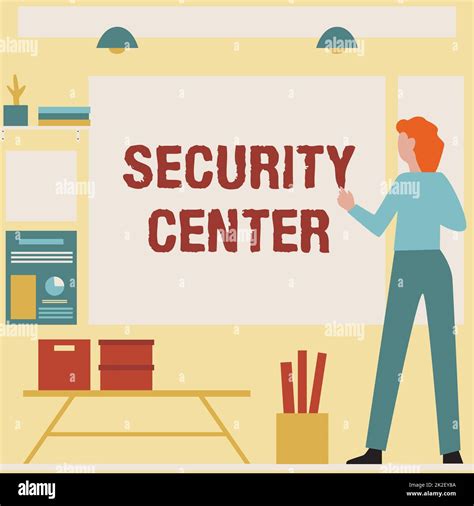 Writing Displaying Text Security Center Word Written On Centralized