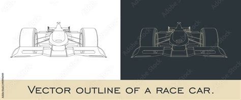 Outline Of A Formula 1 Race Car From Front Angles F1 Vector Blueprint