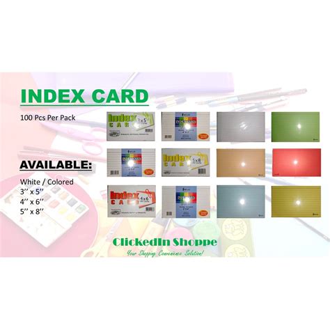 Index Card White Colored 3x5 4x6 5x8 Size 100 Cards Per Pack School And Office Supplies 100 Pcs