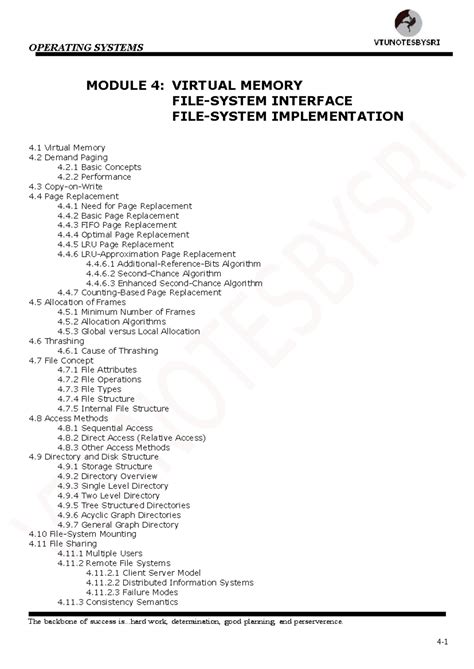 Os Module 4 Module 4 Virtual Memory File System Interface File