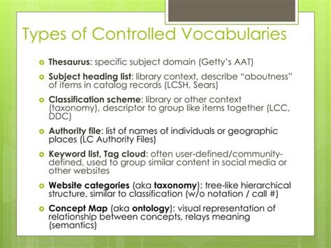 Lis 653 Session 10 Controlled Vocabulary Ppt