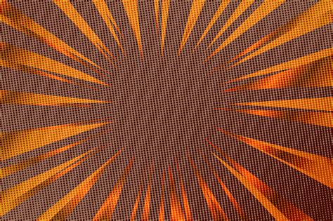 팝 아트 다채로운 만화 책 잡지 표지 스트라이프 브라운 황금 배경 만화 재미 복고풍 패턴 스트립 모의 벡터 하프톤 그림입니다 선버스트 스타버스트 모양 디지털 배경 1990