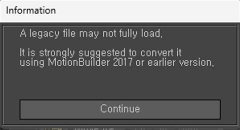 a legacy file may not fully load when loading fbx file to