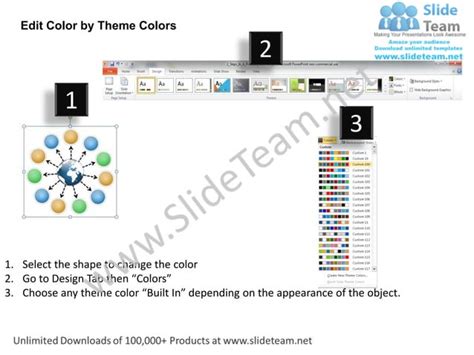 Diverging Steps Around Globe Process Flow Radial Diagram Power Point Templates PPT