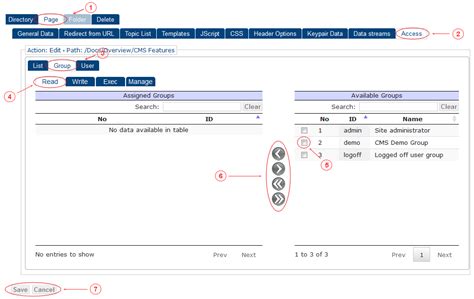 New Edit Page Access Control Rights Cms Tools Pages Documentation