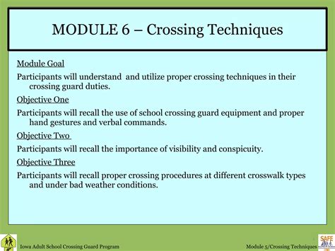 Crossing Guard Training Module 5 Techniques Ppt