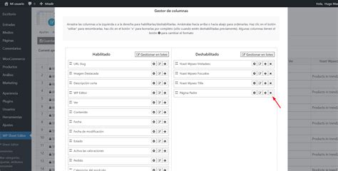 Cómo eliminar una columna de forma permanente WP Sheet Editor en Español
