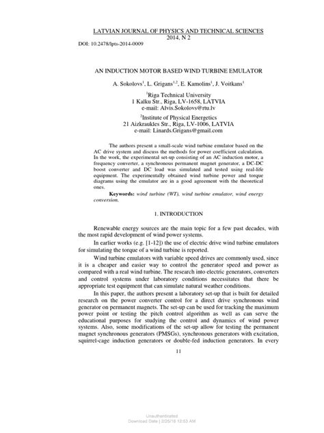 An Induction Motor Based Wind Turbine Emulator Pdf Electric Motor