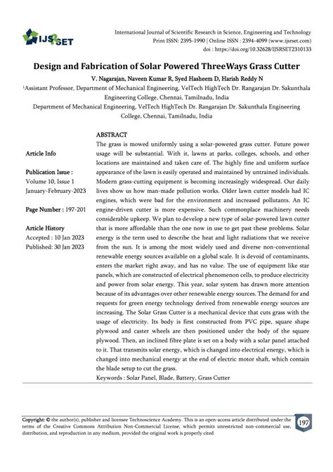 PDF Design And Fabrication Of Solar Powered Three Ways Grass Cutter