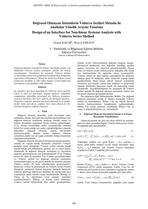 Pdf Design Of An Interface For Non Linear Systems Analysis With Volterra Series Method