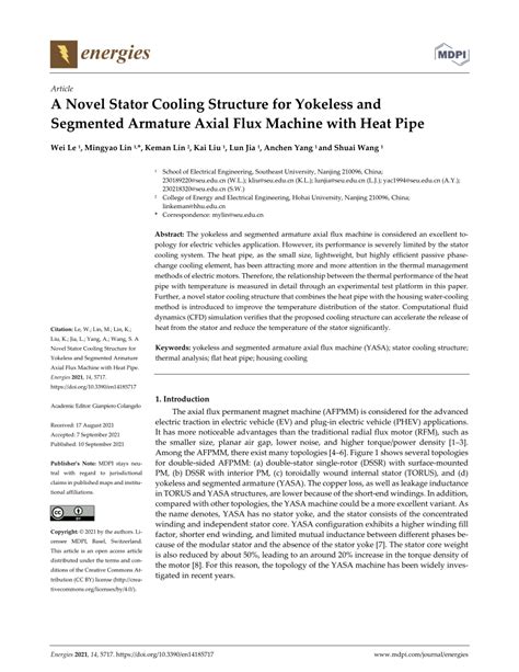 Pdf A Novel Stator Cooling Structure For Yokeless And Segmented Armature Axial Flux Machine