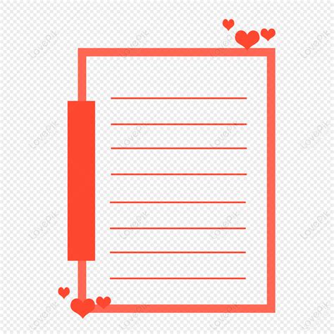 Love Notebook Border Lines Red Heart Paper Light Paper Free PNG And Clipart Image For Free