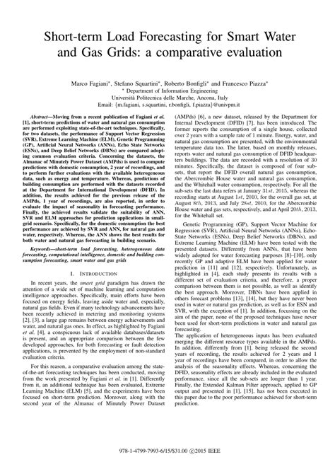 pdf short term load forecasting for smart water and gas grids a comparative evaluation