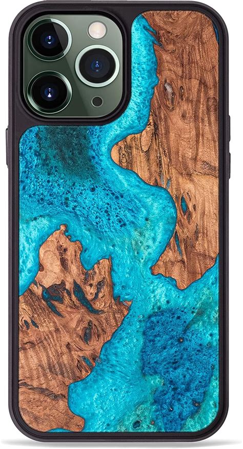 Carved Designed For Iphone 13 Pro Max Burl Wood And Resin
