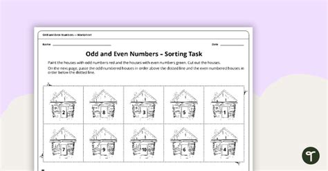 Sorting Odd And Even Numbers Worksheet Teach Starter