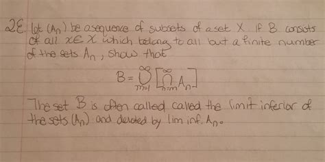 solved let a n be a sequence of subsets of a set x if b