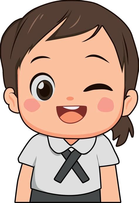 Playful Cartoon Girl Winking Mischievously Great For Playful