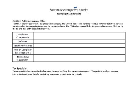 Technology Needs Template Technology Needs Template Certified Public