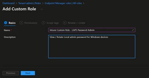 How To Create Custom Rbac Role In Intune For Laps Password Administrator Techuisitive