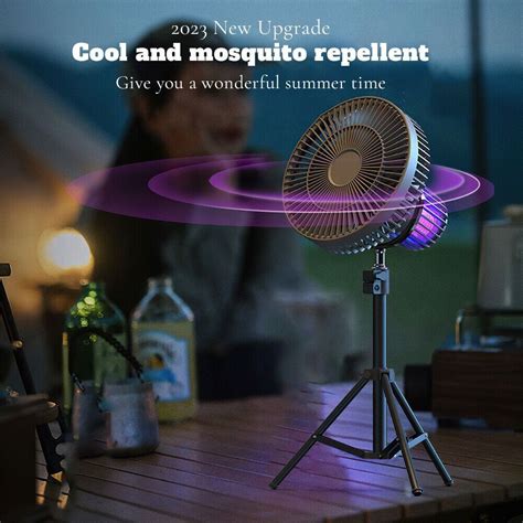 Portable Rechargeable Battery Powered Tripod Camping Fan With Mosquito