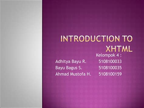 Introduction To Xhtml Ppt
