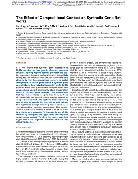 pdf the effect of compositional context on synthetic gene networks