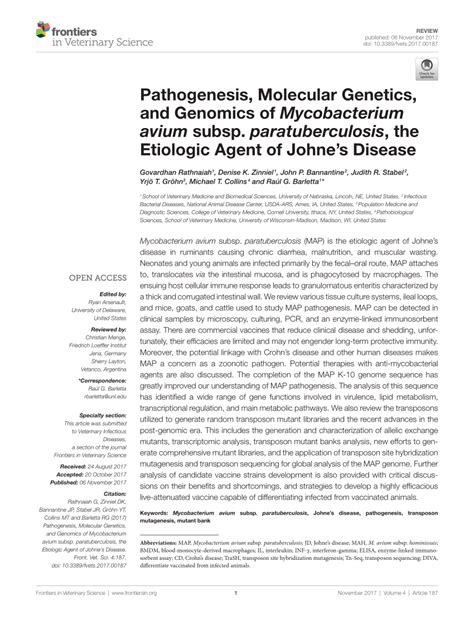 Pdf Pathogenesis Molecular Genetics And Genomics Of Mycobacterium Avium Subsp