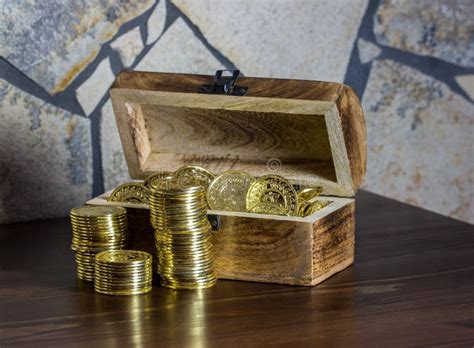 Treasure Chest With Gold Coins Stock Photo Image Of Search Antique