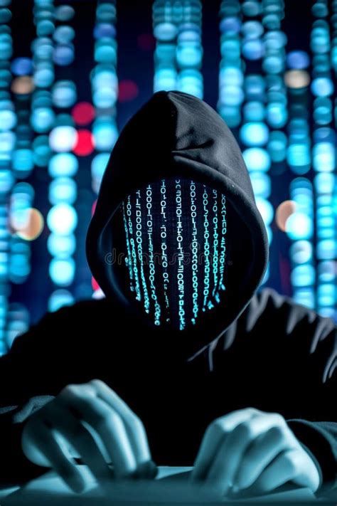 Computer Hacker With Hoodie Working On Dark Web Ready To Steal Your Data Cybersecurity Concept