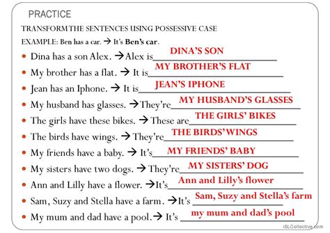 Possessive Case Rules And Practice English Esl Powerpoints